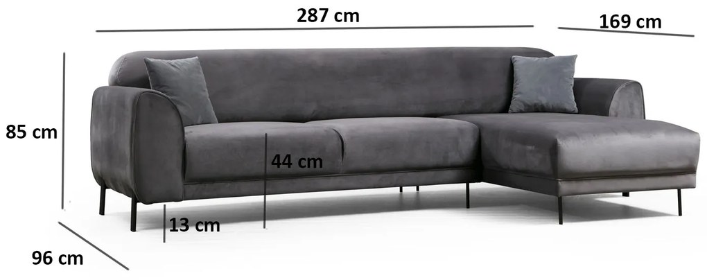 Hanah Home Pohovka IMAGE antracit pravý roh 560ARE1143