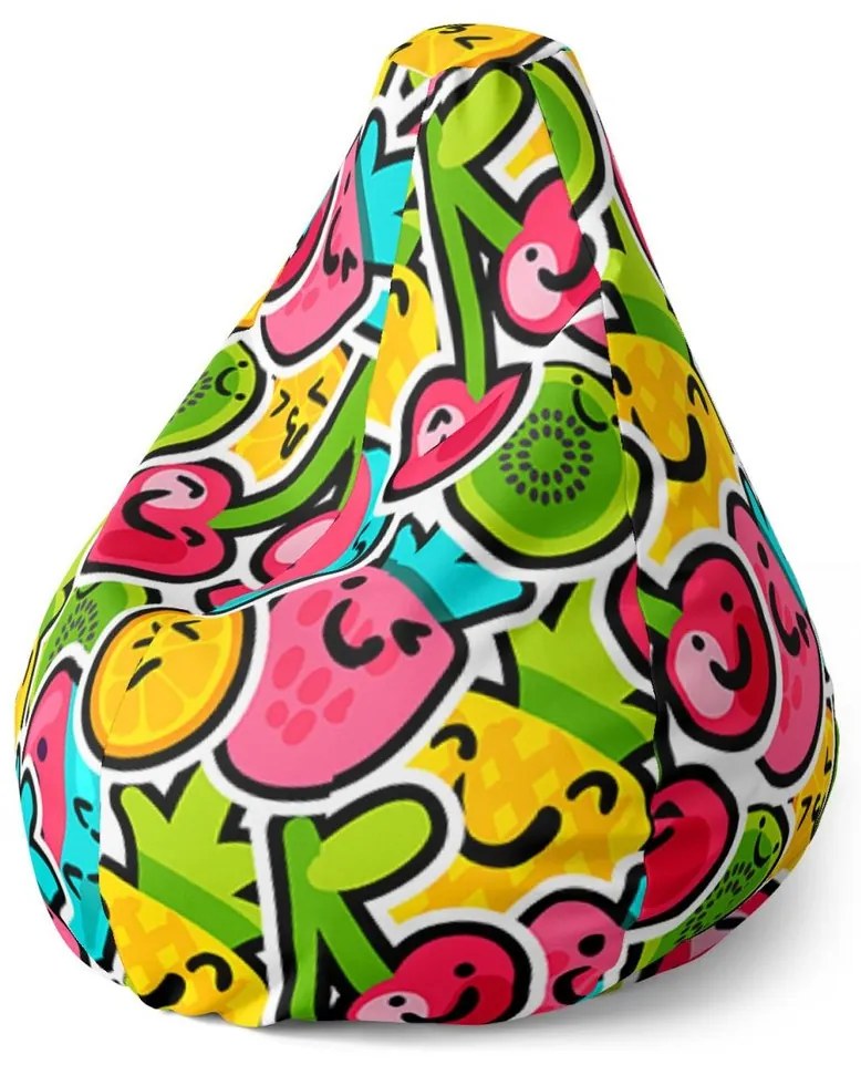 Sedací vak Pear veselé ovoce - dětský, barevná