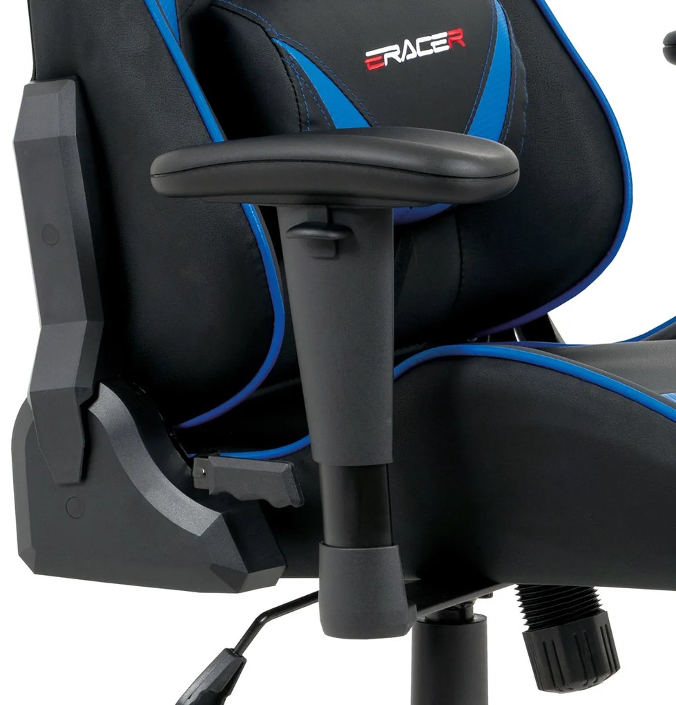 Kancelářská židle KA-F03 BLUE ekokůže modrá a černá
