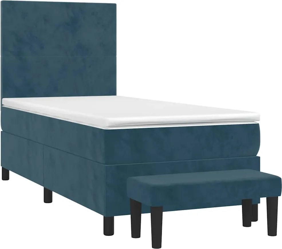 Box spring postel s matrací tmavě modrá 100x200 cm samet 3137711