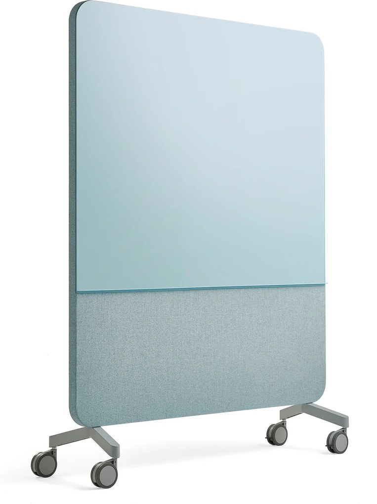 AJ Produkty Skleněná tabule s akustickým panelem Mary, mobilní, 1500x1960 mm, světle modrá