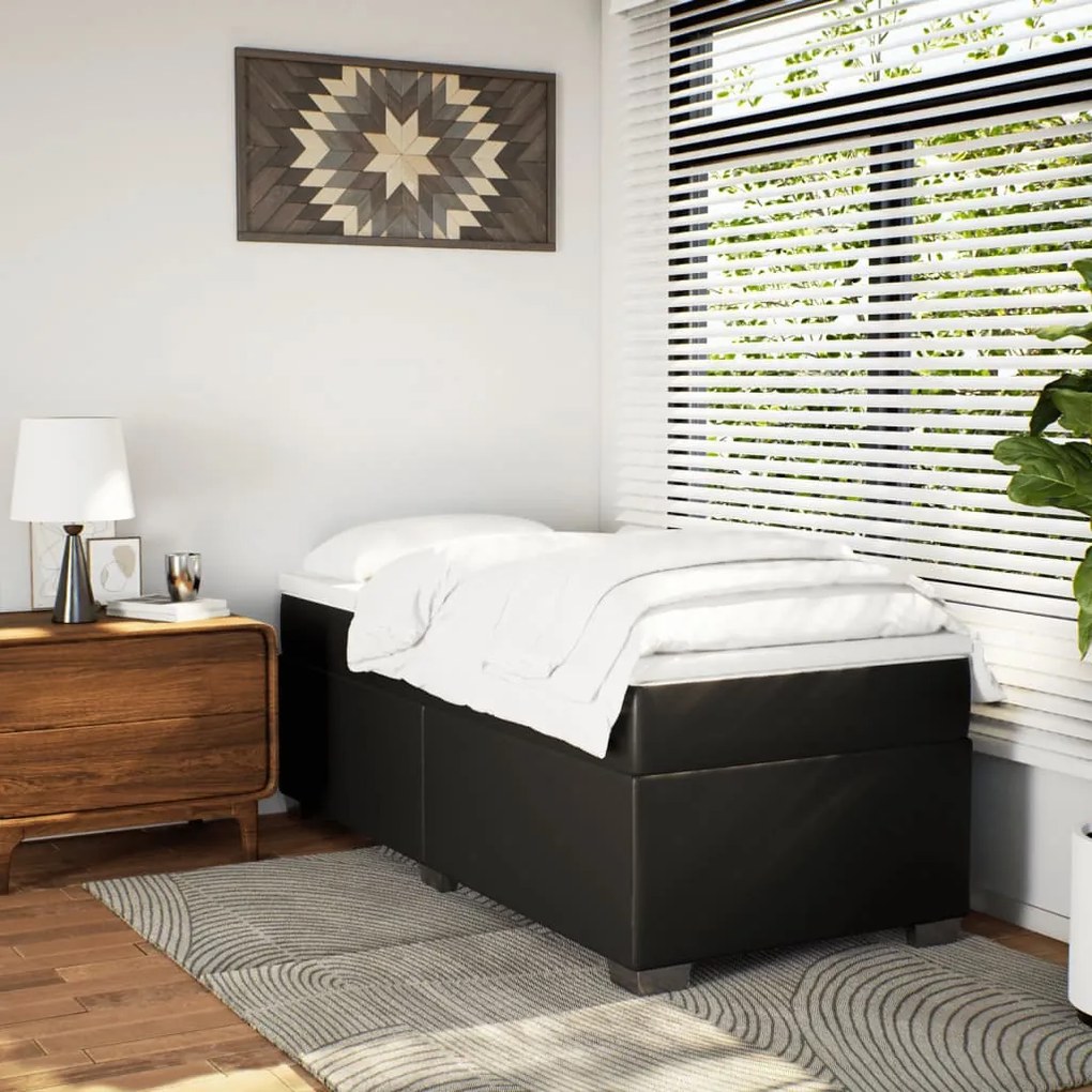 Box spring postel s matrací černá 90x200 cm umělá kůže 3285193