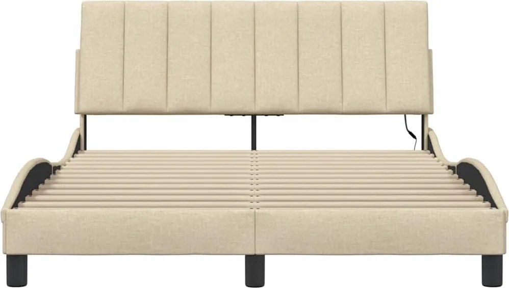 Rám postele bez matrace Hanko krémový 140 x 200 cm textil 3310466
