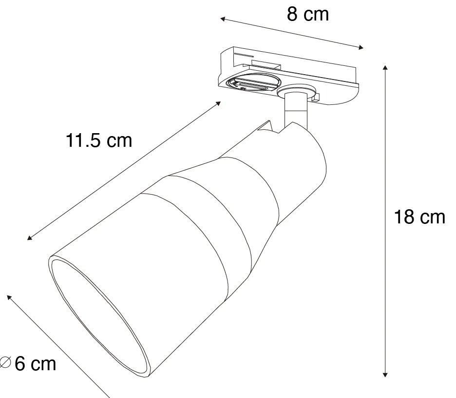 Moderní bodové svítidlo černé s tmavě bronzovým vnitřkem pro kolejnicový systém jednofázové - Iconic Kohua