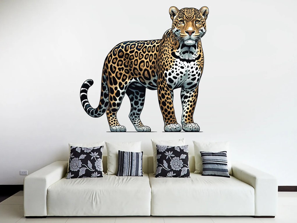 Leopard textilní přelepitelná samolepka na zeď arch 45 x 44 cm