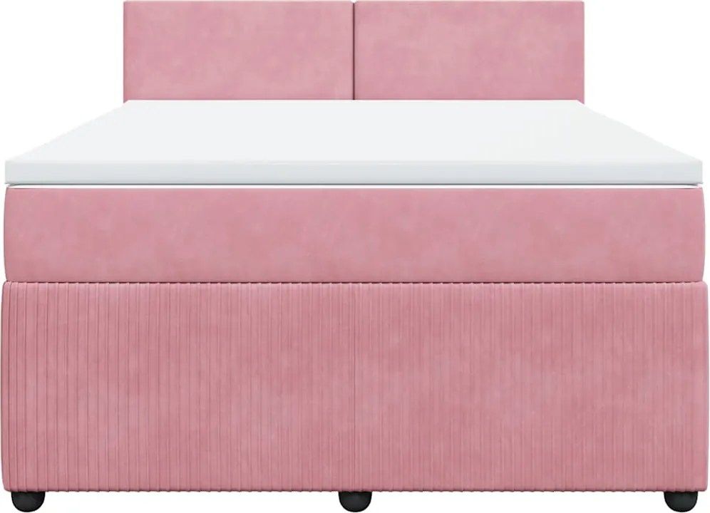 Box spring postel s matrací růžová 140x200 cm samet 3290057
