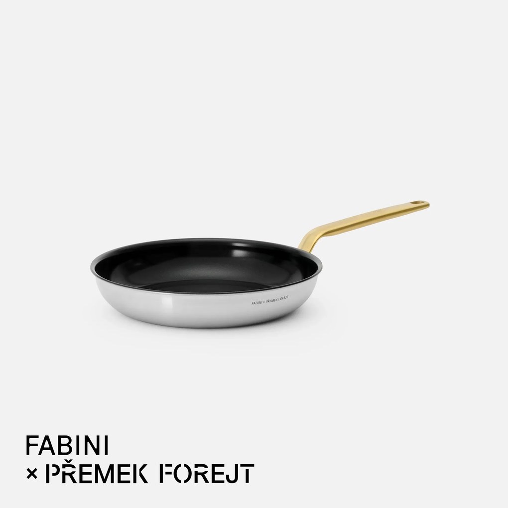 Fabini Pánev FABINI & Forejt, ø 26 cm - Nepřilnavá nerezová beznýtová pánev z vícevrstvé nerezové oceli s nepřilnavým keramickým povrchem bez poklice