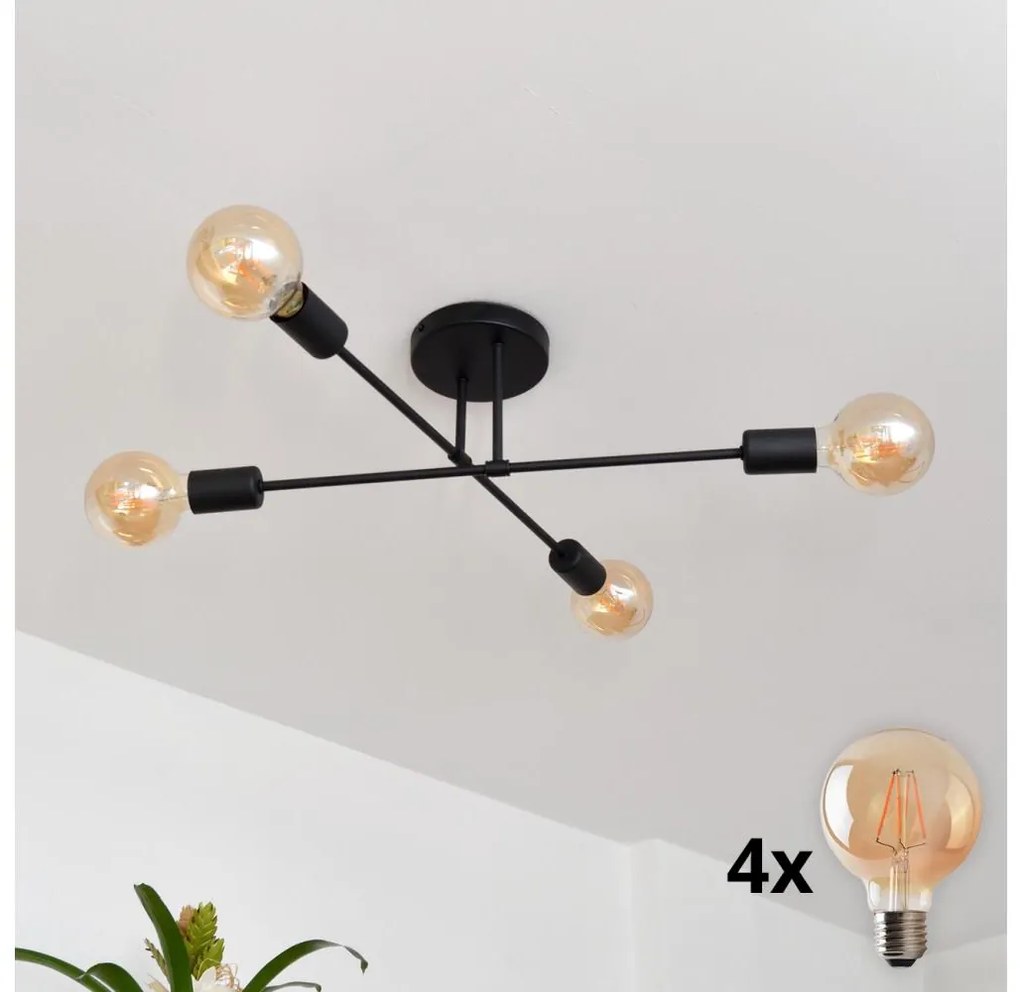 Helam | LED Přisazený lustr CAMBRIDGE 4xE27/8W/230V černá | HE1113