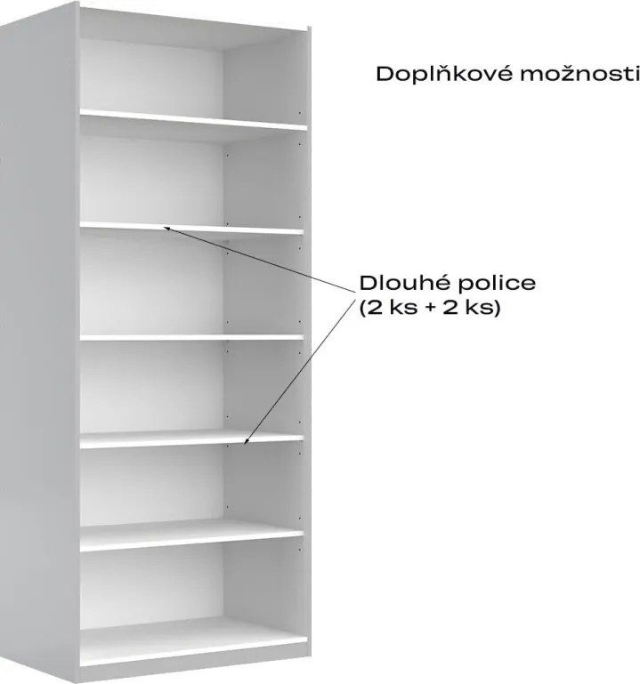 Skříň 2dv bez zrcadel, série N šedý lesk Megy