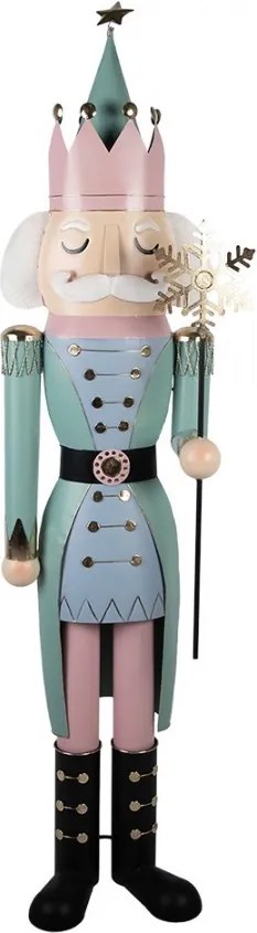 Kovová dekorace Louskáček Nutcracker v růžovo-zeleném - 43*35*171 cm