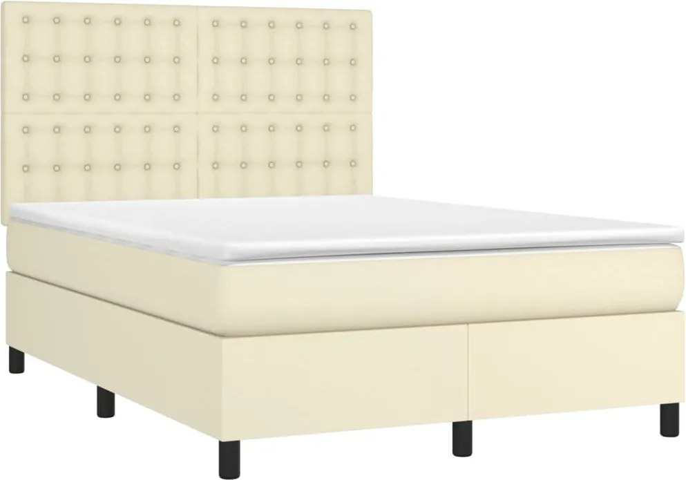 Box spring postel s matrací krémová 140x190 cm umělá kůže 3142841