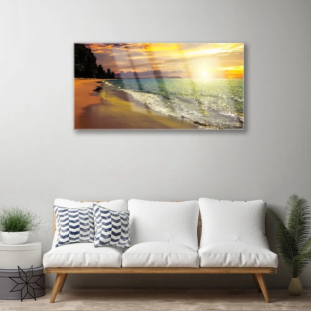 Obraz na skle Slunce Pláž Moře Krajina 120x60 cm