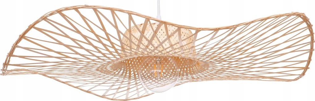 Závěsná lampa Boho bílá bambusová přírodní velká 70 cm TH32