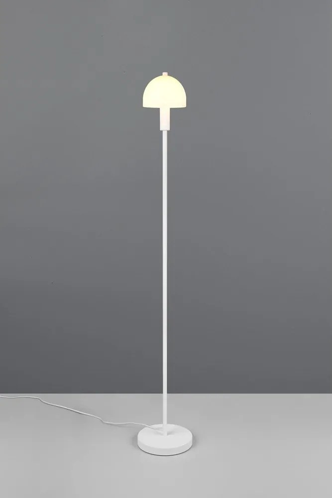 Bílá stojací lampa se skleněným stínidlem (výška 120 cm) Glenn – Reality
