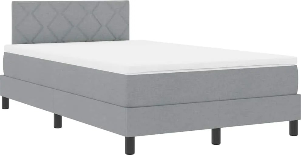 Postel s boxspringem s čelo Světle šedá 120 x 190 cm textil 3338748