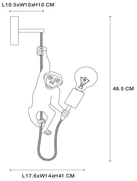 Lucide 10202/01/30 - Nástěnné svítidlo EXTRAVAGANZA CHIMP 1xE27/60W/230V