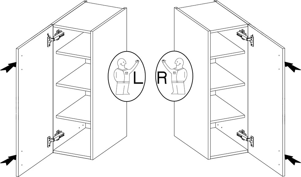 LARA wh | horní skříňka 40G-108 1F s policemi | 40 cm | UNI dvířka | VYSOKÁ | bílá lesk