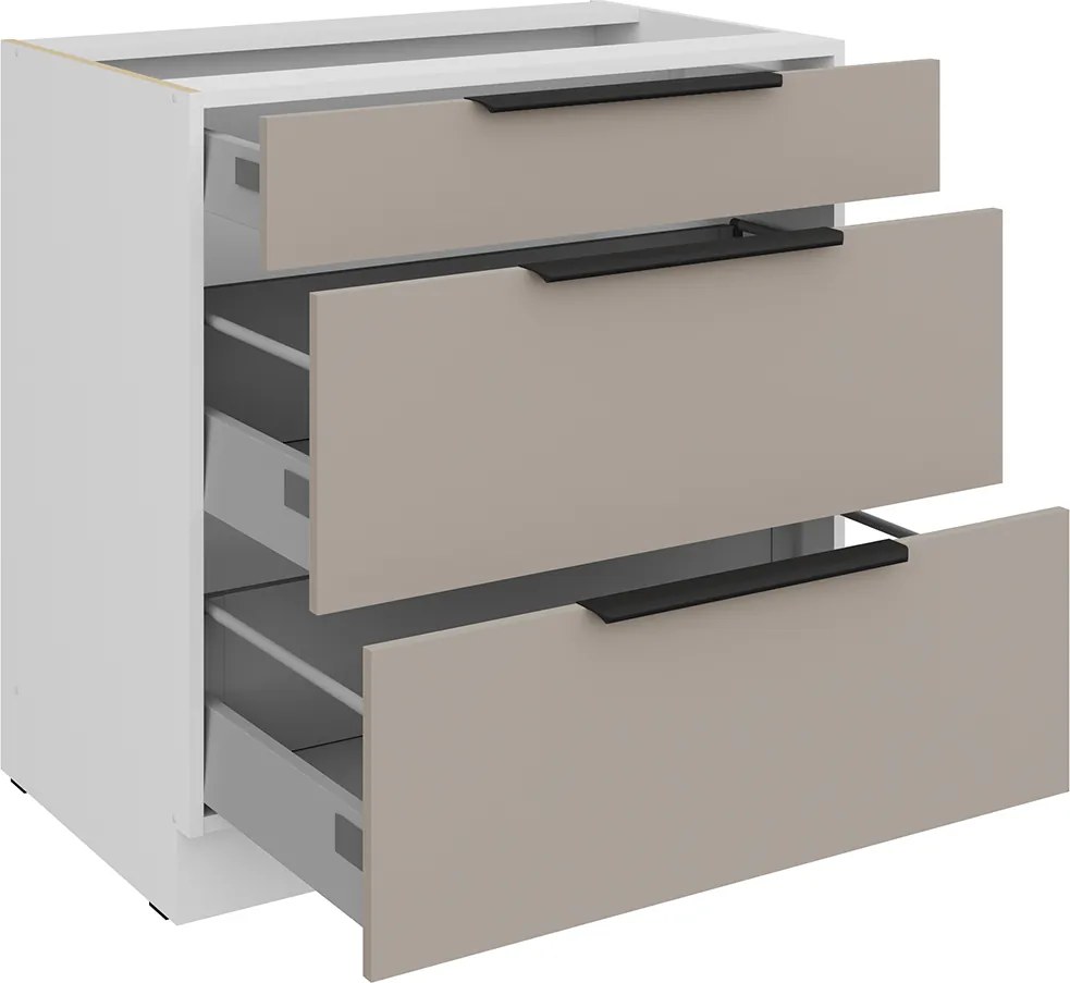 ARIA lb | dolní skříňka 80 D 3S zásuvková | 80 cm | PREMIUM BOX | bílá/béžová