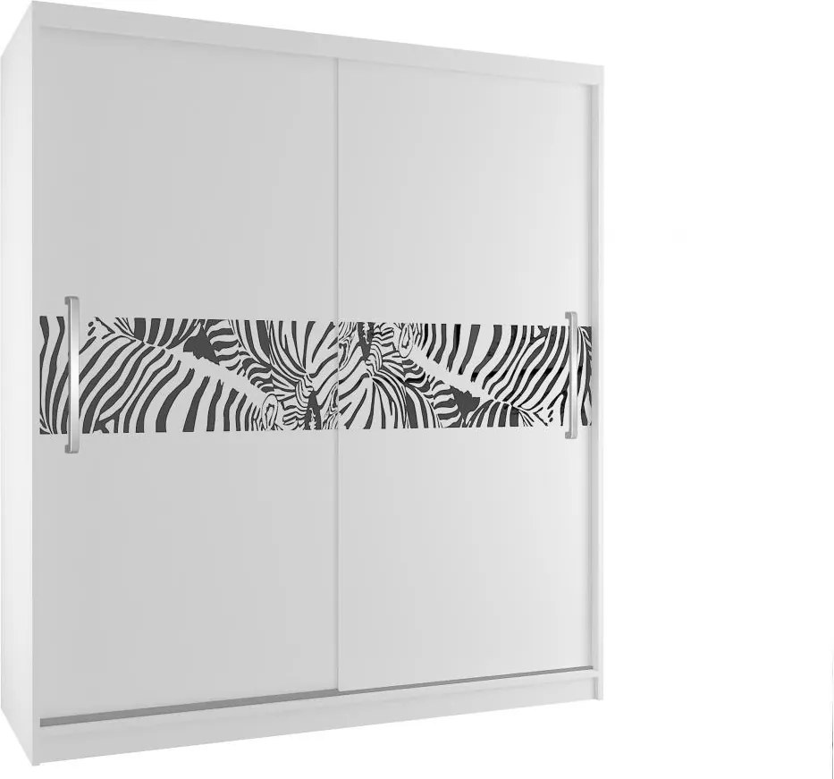 Praktická šatní skříň Adonia 130 - bílá / zebra