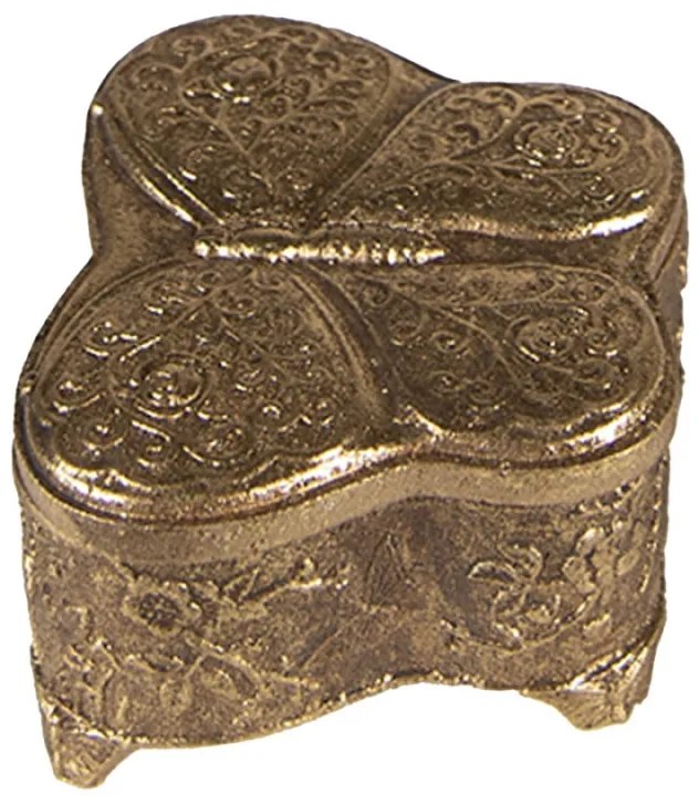 Zlatá antik šperkovnice motýl – 6x5x3 cm