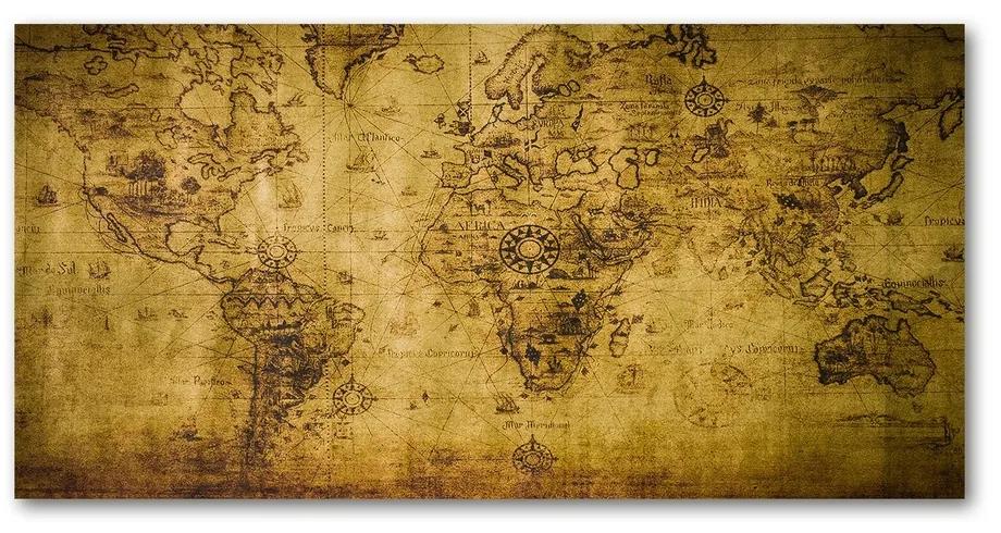 Wallmuralia Foto-obrah sklo tvrzené Stará mapa světa 100x50 cm
