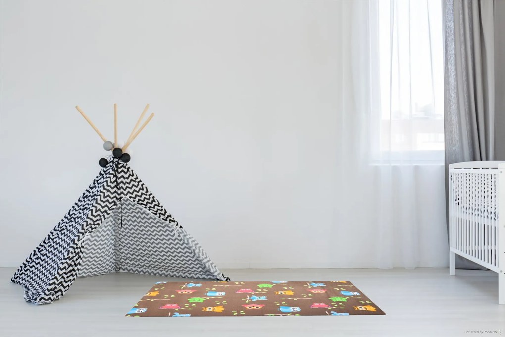 Vopi koberce Dětský kusový koberec Sovička Silk 5258 hnědý - 140x200 cm