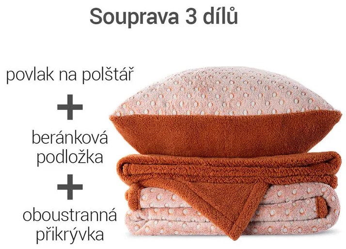 Beránková souprava POLKA karamelová 3 ks