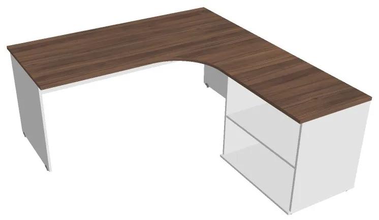 Sestava stolu a skříně levá 180 cm - Hobis Gate GE 1800 60 H L Dekor stolové desky: ořech, Dekor lamino podnože: bílá