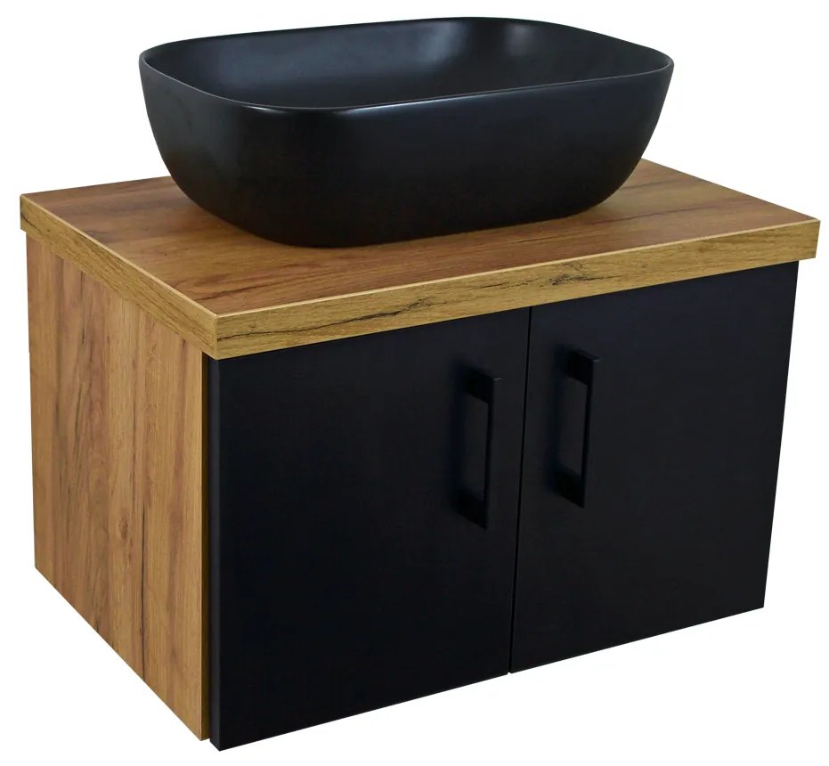Comodo Koupelnová skříňka pod deskové umyvadlo Agria II GOB 60-HD - zlatý dub/černá