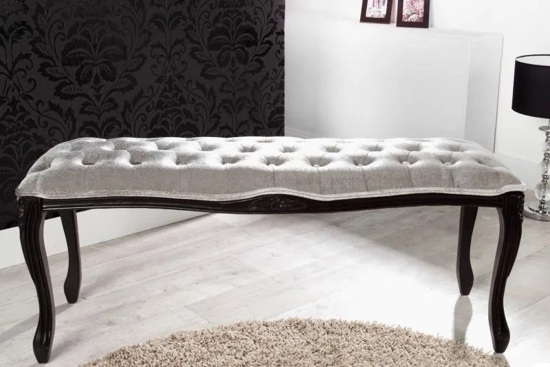 Deflee lavice BOUTIQUE SILVERGREY LVC22761100% polyester- samet,  masivní dřevo  115 cm x 45 cm x 40 cm