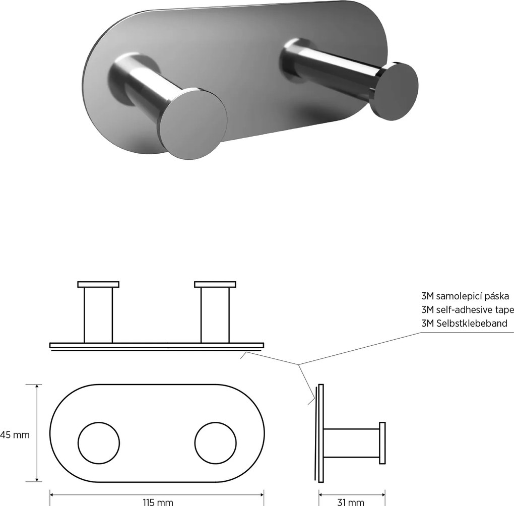 Sapho Sapho, X-ROUND samolepící dvojháček, leštěná nerez, XR220