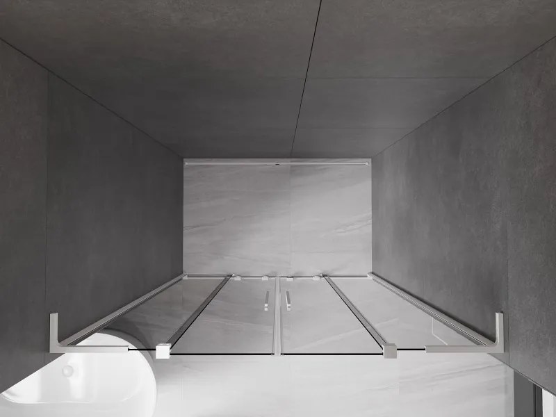 Mexen Velar L Duo, posuvné sprchové dveře do otvoru 160 cm, 8mm šedé sklo, bílá matná, 871-160-003-42-20