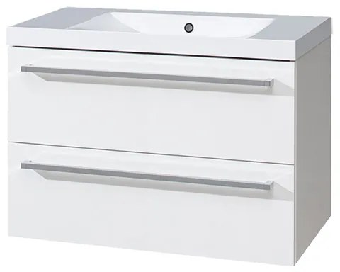 MEREO - Koupelnová skříňka s umyvadlem z litého mramoru 80 cm, bílá/bílá (CN661M)