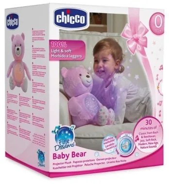 Chicco - Projektor s melodií BABY BEAR 3xAAA růžová