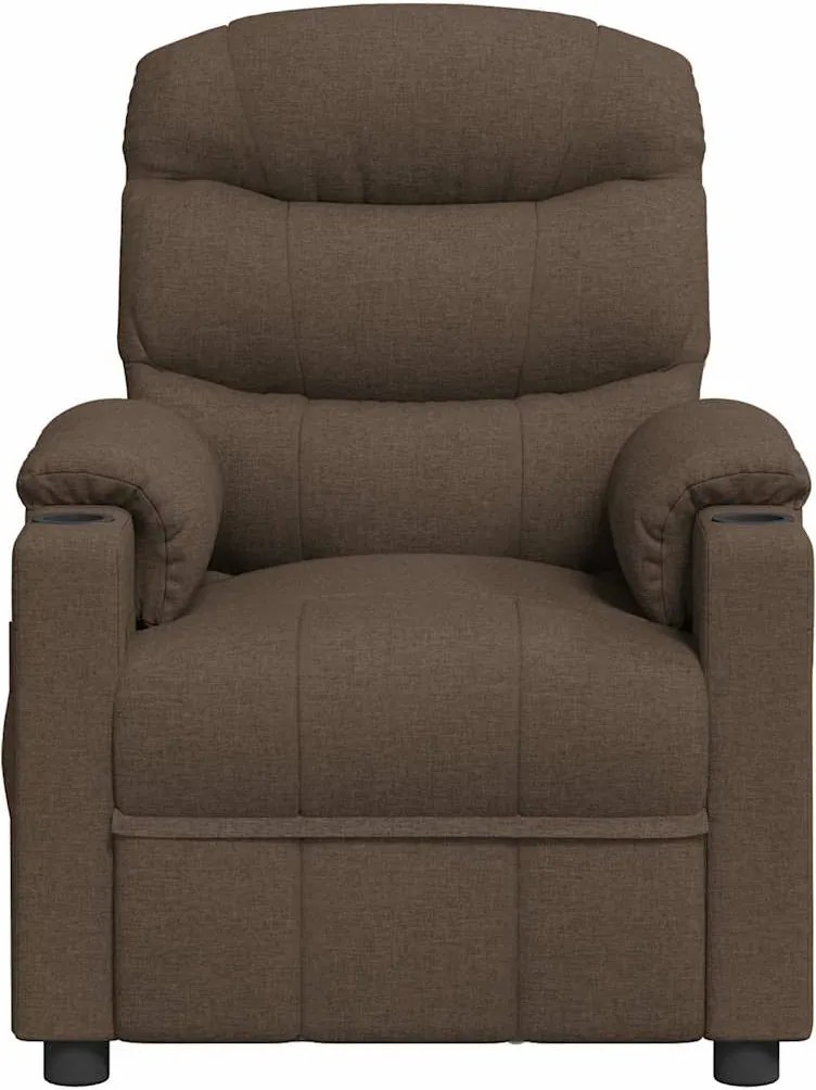Elektrické masážní křeslo hnědé textil 3143507