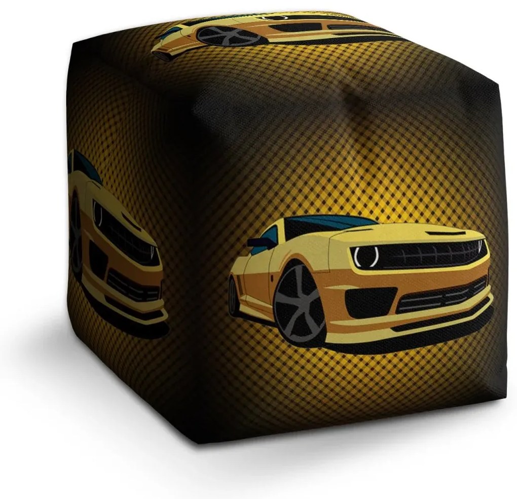 Sablio Taburet Cube Chevrolet Camaro Žlutá mřížka: 40x40x40 cm
