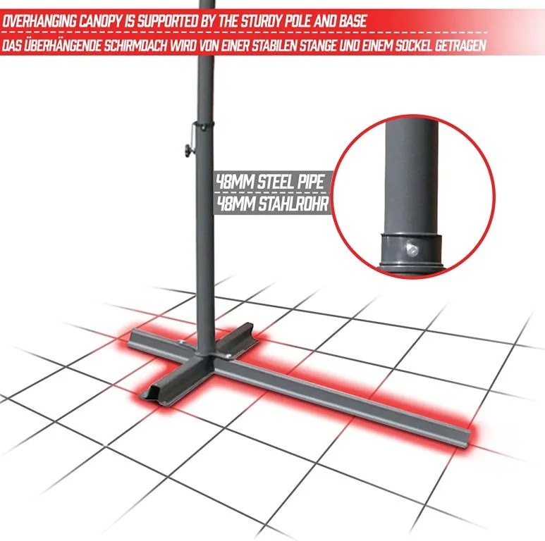 MIADOMODO Sklopný slunečník s kličkou, 300 cm, béžový