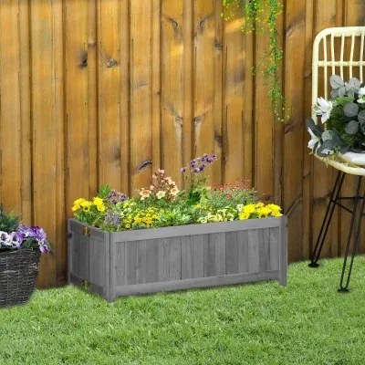 Outsunny Skládací zahradní vyvýšený záhon z masivního dřeva, zvýšený záhon 70 x 30 x 25 cm pro zahradu, balkon, terasu, šedý