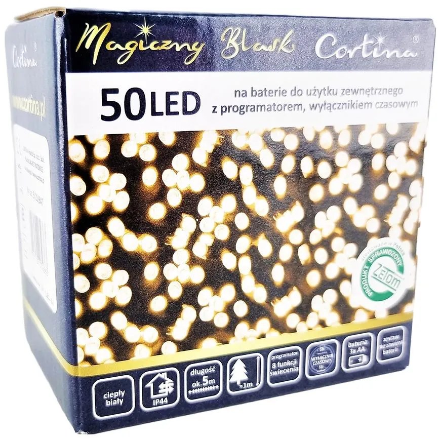 LED VÁNOČNÍ ŘETĚZ 50 NA BAT VEN. Z PROG A ČAS 5/21/BAT/