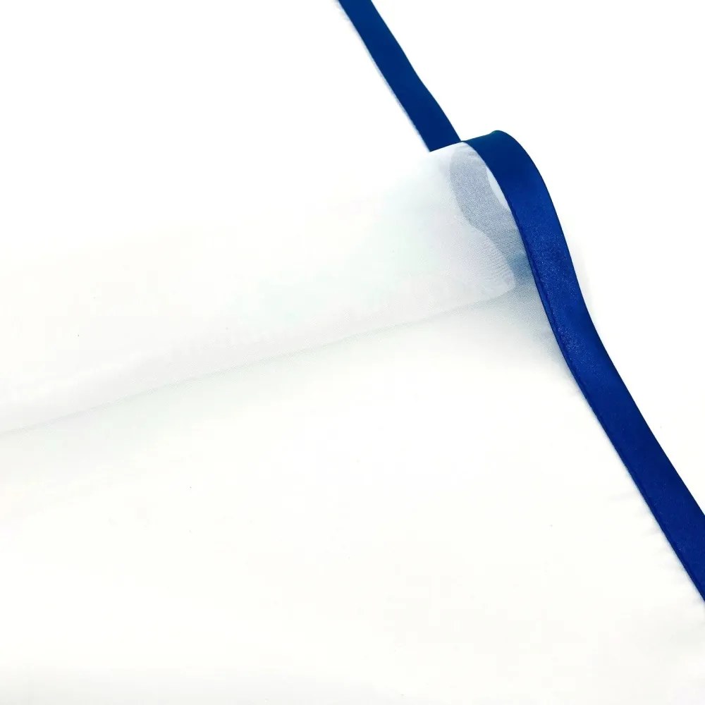 Hotová záclona voál se saténovou stužkou - modrá 110x300 cm
