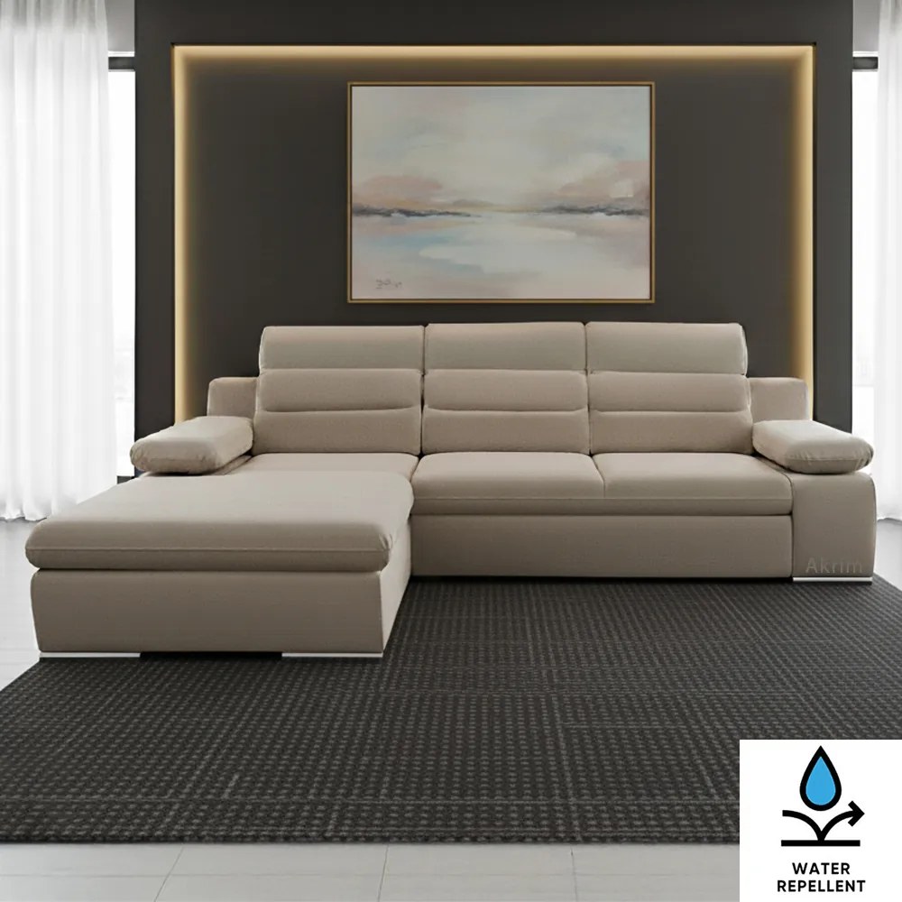 Sedací souprava GRECO MINI | 185x278 cm | LEVÁ | 11 béžovošedá WATER REPELLENT | rozkládací + úložný prostor