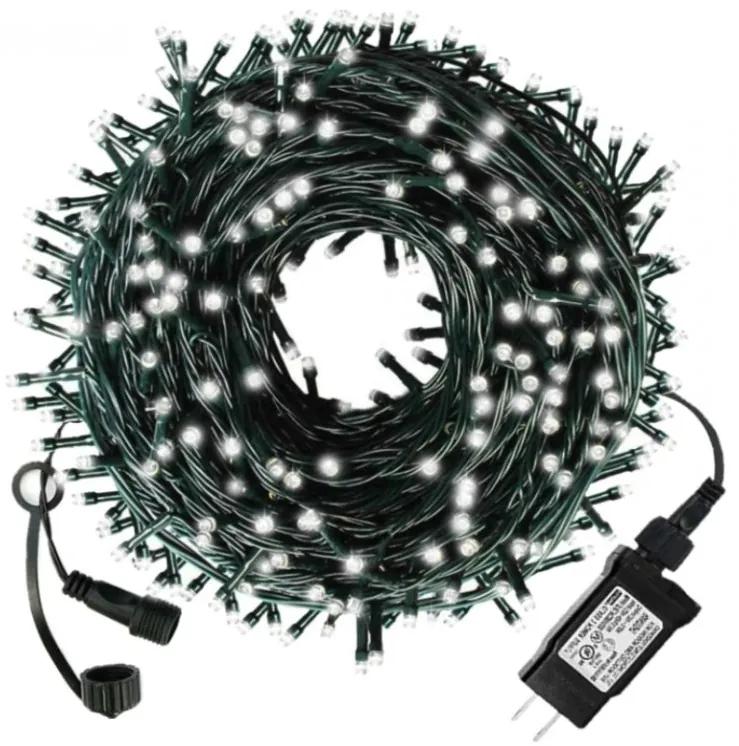 Venkovní LED vánoční řetěz - studená bílá, 200m, 2000 LED