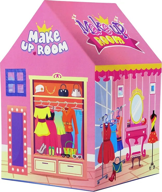 LEAN Toys Princeznovský stan pro děti kosmetický salon růžový s korunkou