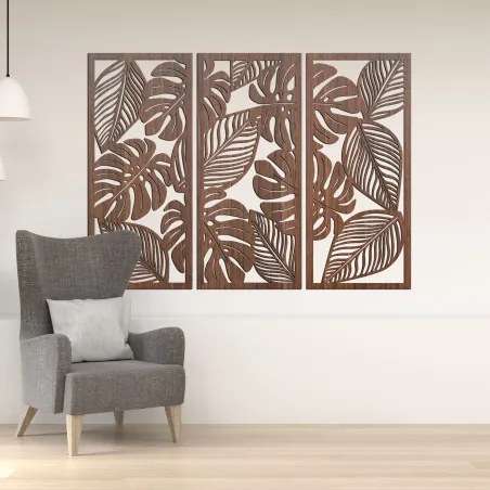 Třídílný obraz na zeď monstera | SENTOP HDF0523