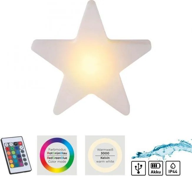 LD 19290-16 LED bateriové svítidlo AKKU-STAR, bílá, malé, venkovní, IP44, nabíjecí přes USB, RGB/6000K - JUST LIGHT