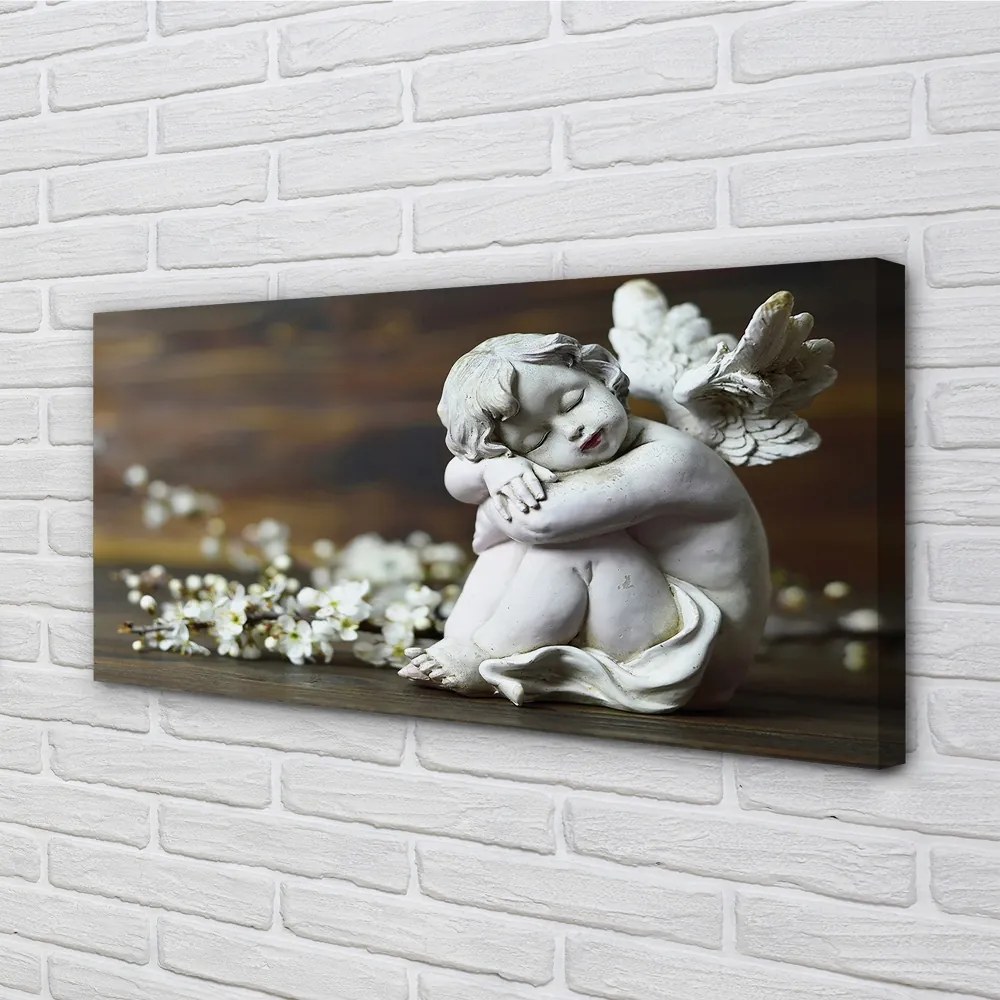 Obrazy na plátně Spící anděl květiny 140x70 cm