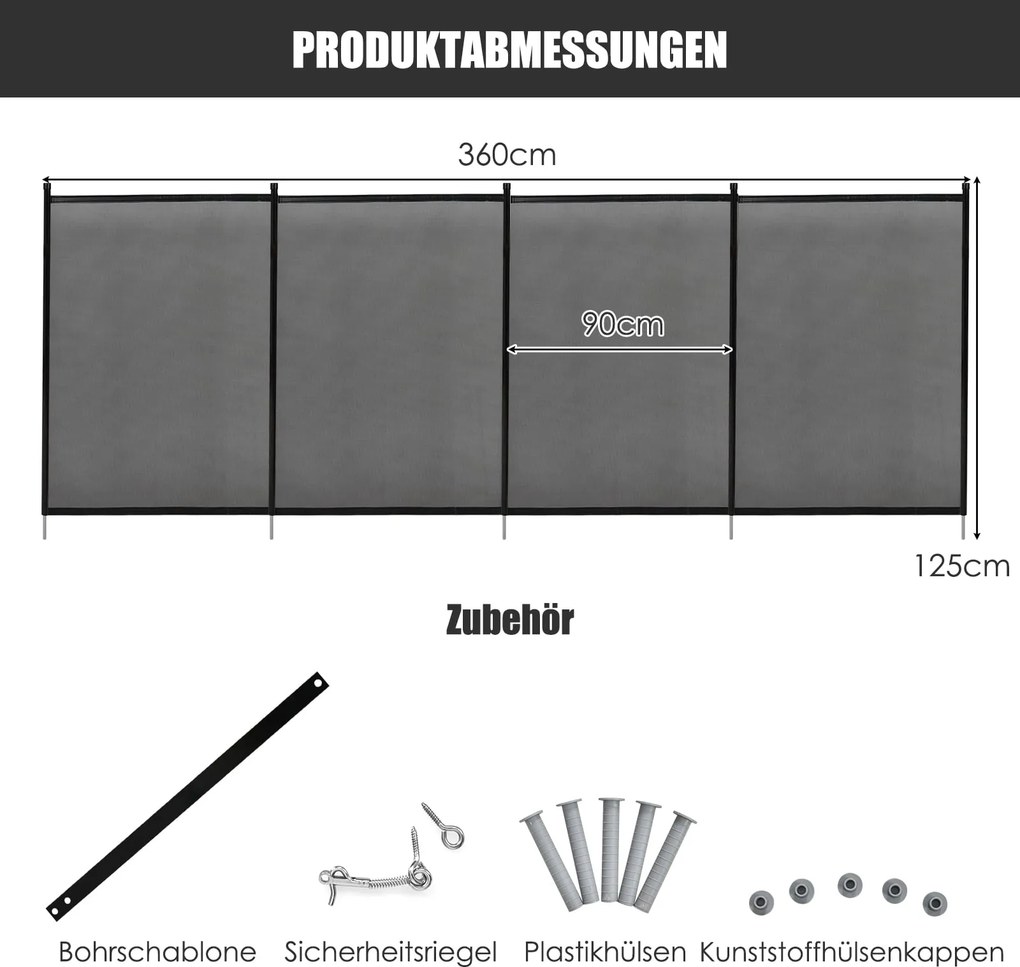 Costway Oplocení bazénu, oplocení pro děti, ochranné oplocení, oplocení bazénu
