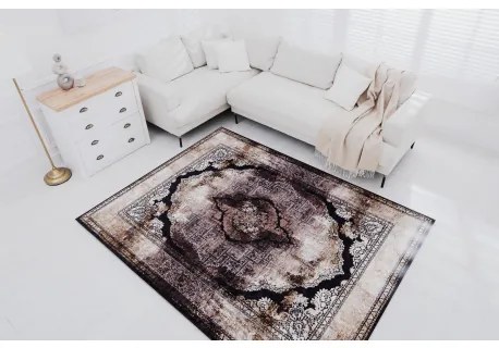 MIRO 51664.805 mycí kobereček Růžice, rám protiskluz hnědý velikost 160x220 cm | krásné koberce cz