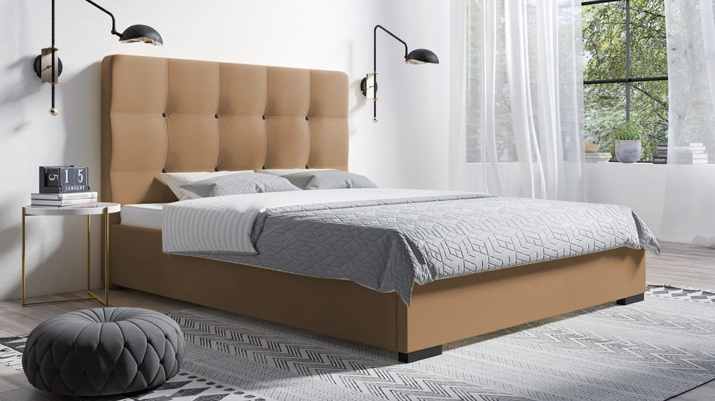 Eka Čalouněná postel Kanary 140x200 cm Barva látky Trinity: (2315) Tmavá šedá, Úložný prostor: S dřevěným rámem úložného prostoru