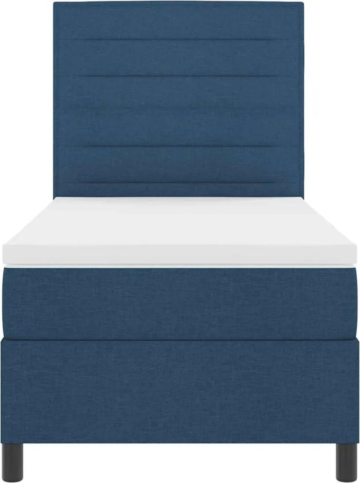 Postel s boxspringem s matrací s čelo Modrá 90 x 190 cm textil 3339279